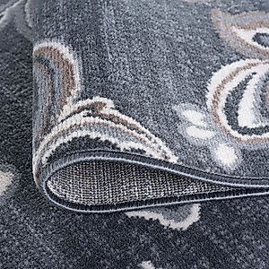 Garland Transitional Floral Dark Gray Rectangle Area Rug, 7.6' x 10'