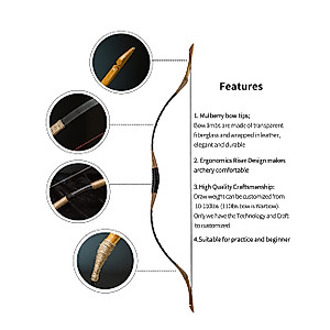 Hungarian Style Handmade Longbow Flagella Recurve Horsebow Archery 60LB