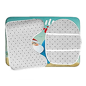 WONDERTIFY Santa Claus Bathroom Antiskid Pad Beach Holiday Merry Christmas 3 Pieces Bathroom Rugs Set, Bath Mat+Contour+Toilet Lid Cover