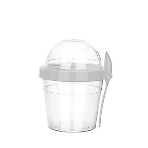 EYNEL 4 Pack 17 oz Small Breakfast On The Go Yogurt Parfait Cups, Reusable Plastic Containers with Lids and Spoons, Perfect Jars for Overnight Oats Cereal Granola Oatmeal (4 Colors Set)