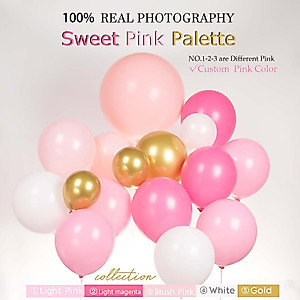 Pink Gold Balloon garland kit 135Pcs Pastel Pink and Gold white balloons for Girl baby shower women Sweet 16/21th Birthday Mother's Day Party Princess theme Decorations