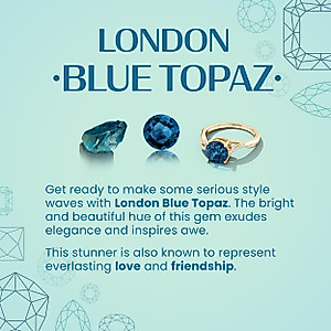 Angara Natural London Blue Topaz Solitaire Ring for Women in 14K White Gold Size-8 (Grade-AAAA | Size-10mm) | December Birthstone Jewelry Gift for Women | Birthday | Wedding | Anniversary | Engagement