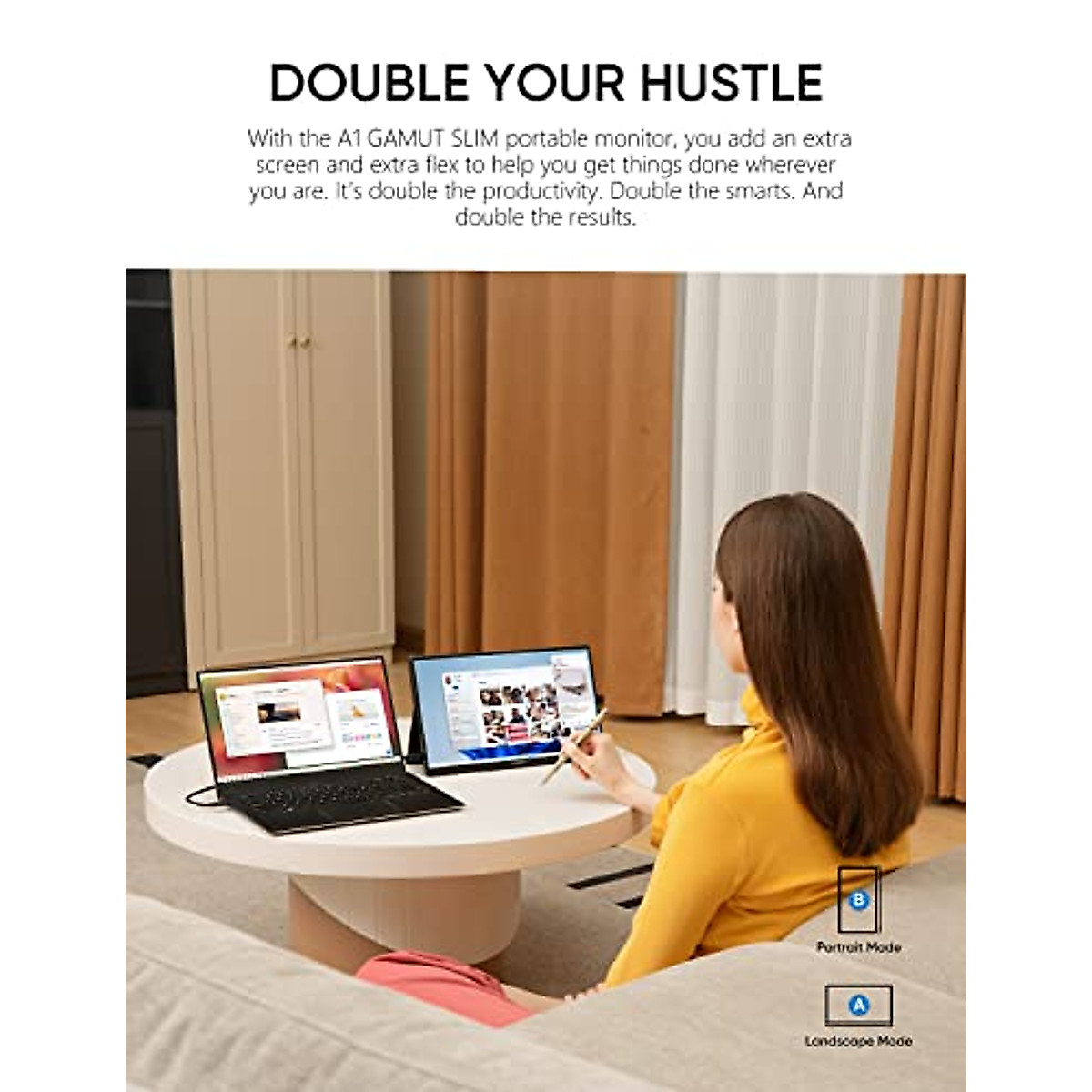 ARZOPA Portable Monitor, 14.0" Ultra Slim Portable Laptop Monitor FHD 1080P External Display with Dual Speakers Second Screen for Laptop PC Phone Xbox PS4/5 Switch-A1 GAMUT Slim