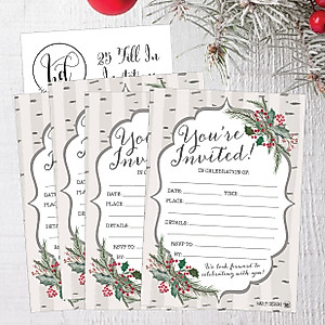 25 Christmas Party Invitations For Holiday Party Invitations - Pre Christmas Dinner Invitations Winter Birthday Invitations, Christmas Party Invites Adults Christmas Open House Invitations Xmas Party