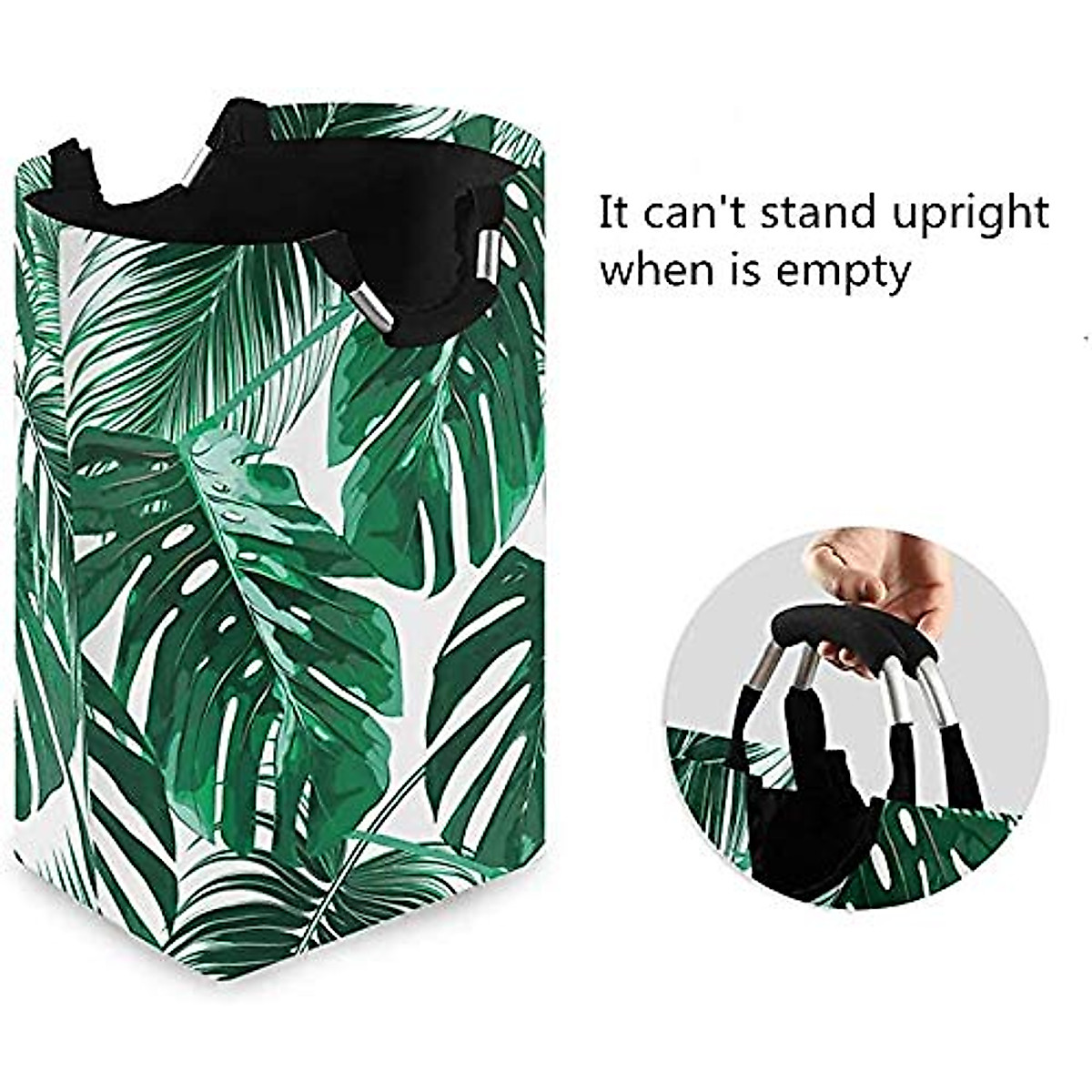Tropical Palm Leaves Laundry Hamper Basket Bucket Foldable Dirty Clothes Bag Washing Bin Toy Storage Organizer for College Dorms, Kids Bedroom,Bathroom