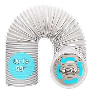 BEWAVE Portable Air Conditioner Hose, Portable Exhaust Vent Hose with 5.9 Inch Diameter, Universal Replacement AC Vent Hose Length up to 59"