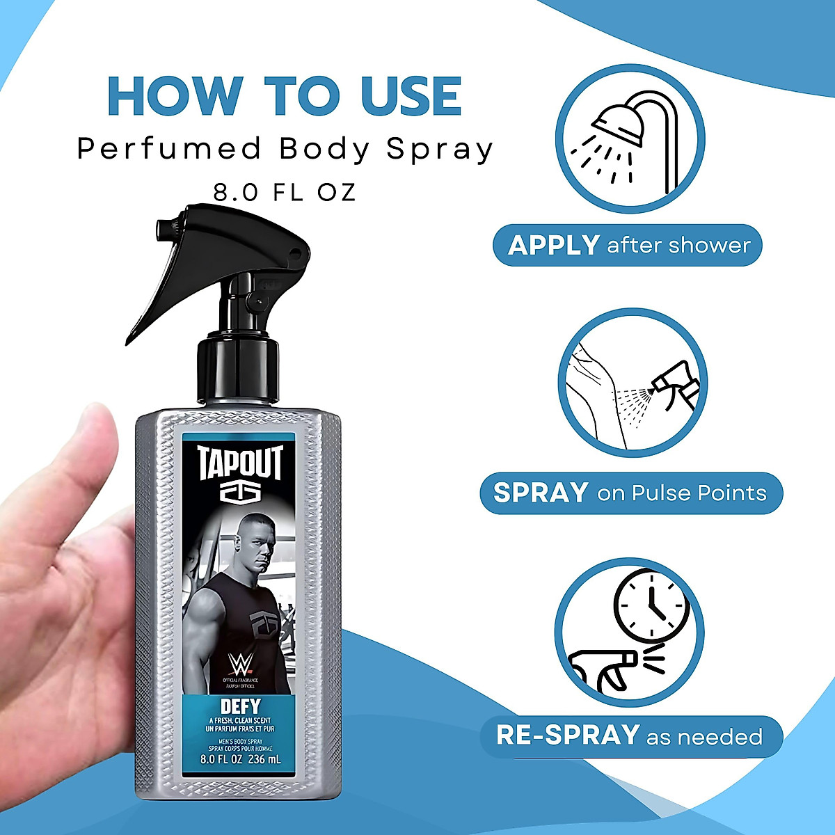 Tapout Defy Body Spray Perfume for Men – Refreshing Fragrance, 8 Ounces