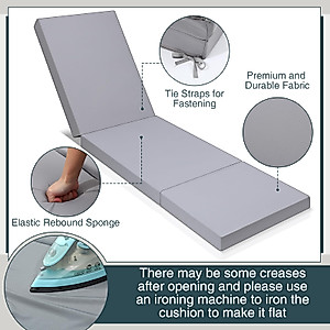 Pinkunn Chaise Lounge Cushion Waterproof Outdoor Lounge Chair Cushions 21 x 72 x 3 Inch Bench Seasonal Replacement Cushions for Summer Patio Bench Pool Beach (Gray,4 Pcs)