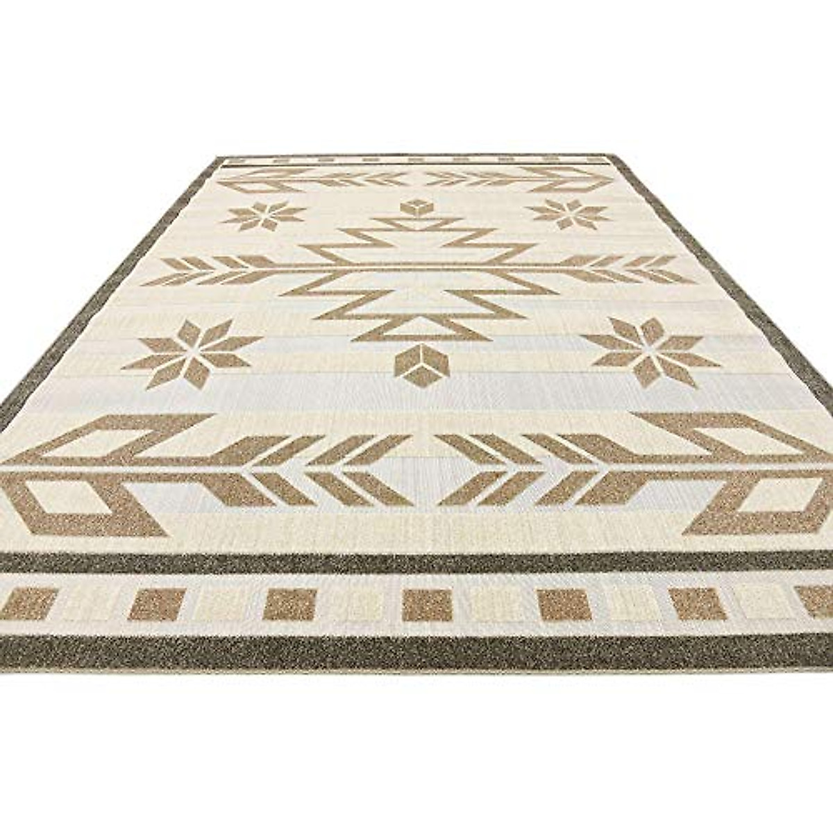 Unique Loom Modern Collection Geometric, High-Low Pile, Vintage, Arrows, Indoor and Outdoor Area Rug, 9 ft x 12 ft, Light Brown/Beige
