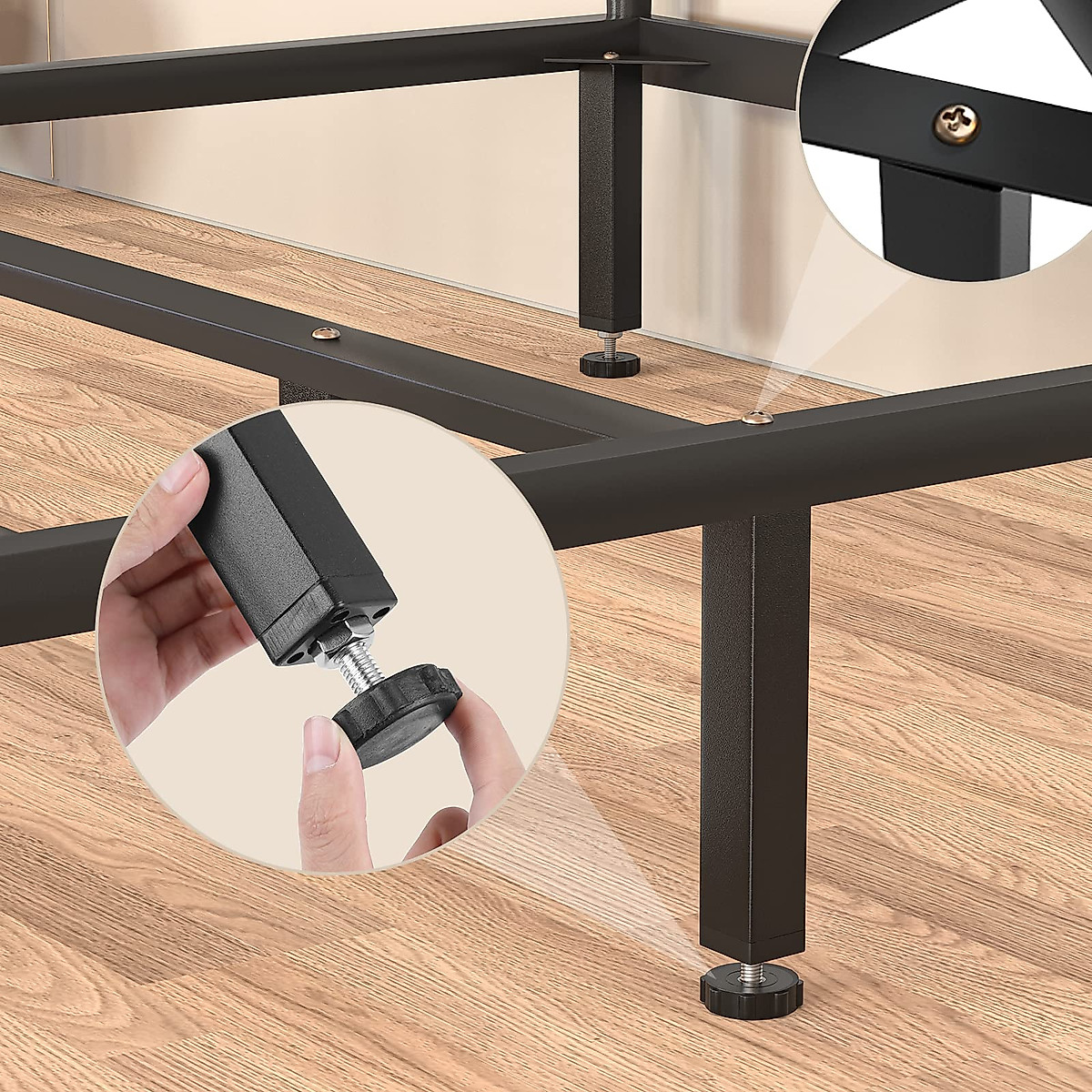 4PCS Adjustable Height Center Support Leg for Bed Frame, Bed Support Legs, Heavy Duty Bed Frame Support Legs, Bed Frame Legs Replacement for Furniture (8.6" - 11")