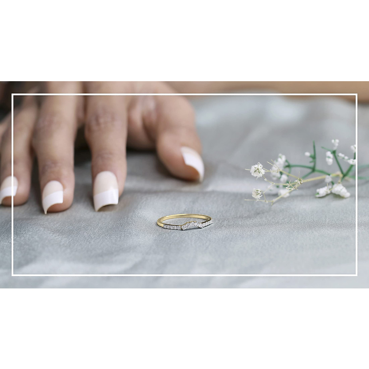 Dazzlingrock Collection 0.30 Carat (ctw) 14K Round Diamond Ladies Wedding Stackable Guard Ring 1/3 CT, Yellow Gold, Size 7