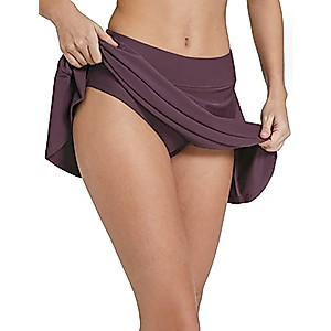 baleaf Women's High Waisted Swim Skirt Bikini Tankini Bottom with Side Pocket Wine Red Size L