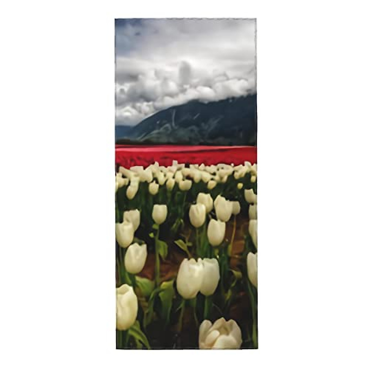 luxteen Bright Cream and Red Colored Tulips Hand Towel - Print Bath Bathroom Towel Highly Absorbent Soft Guest Fingertip Towels