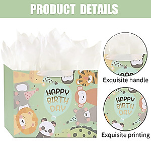 13" Large Baby Boy Gift Bag with Card and Tissue Paper Perfect for Baby Shower Birthday Party