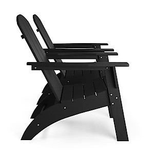 Flats & Castles Ellie 2-Pack Outdoor HDPE Weather Resistant Modern Adirondack Chair (Black)