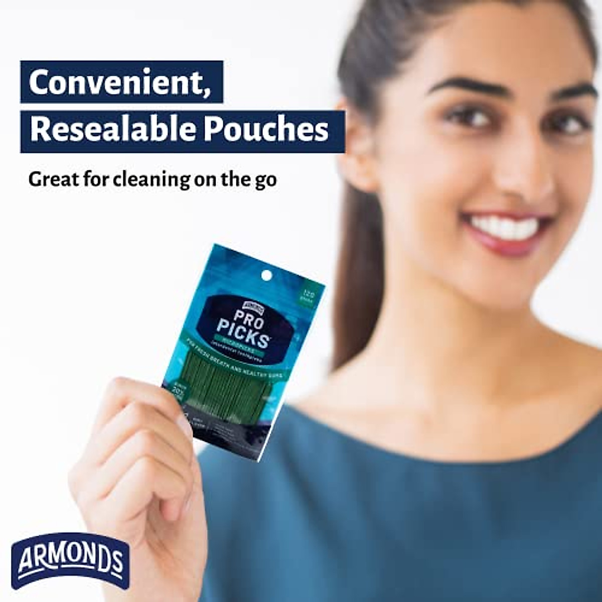 Armonds ProPicks MicroPick Dental Picks for Teeth Cleaning with Zinc Oxide - Disposable Plastic Toothpicks for Teeth & Gums - Protects Teeth & Massages Gums - 3 Packages x 120 Plastic Dental Picks