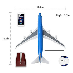 24-Hours 18” 1:130 Scale Airplane Model Dutch Airlines 747 Plane Model KLM Model Plane with LED Light(Touch or Sound Control) for Decoration or Display