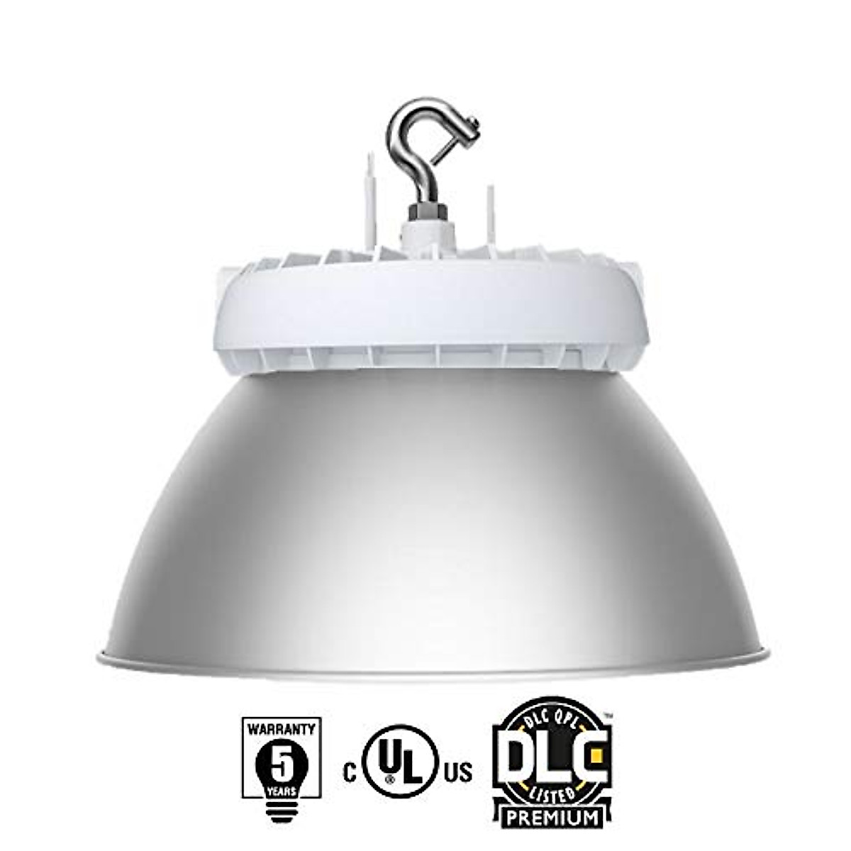 WareLight High Bay LED Light - White Finish, Silver Reflector - 100W, 4000K