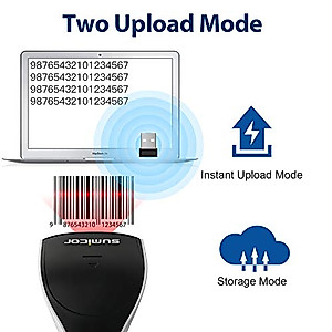 Sumicor 2D Bluetooth Barcode Scanner with Stand, 3 in 1 Compatible with Bluetooth & 2.4GHz Wireless & Wired Connection, USB Image Cordless QR Code Scanner for Smart Phone Tablet PC