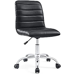 Modway Ripple Ribbed Armless Mid Back Swivel Computer Desk Office Chair In Black