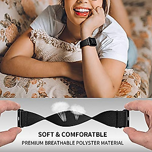 OXWALLEN XL Stretchy Elastic Adjustable Bands Compatible with Apple Watch 8/7 Ultra 49mm 45mm 42mm 44mm, Nylon Solo Loop Braided Stretches Sport Women Men Strap for iWatch SE Series 8/7/6/5/4/3,Black