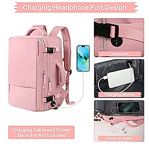 Hanples Extra Large Travel Backpack for Women as Person Item Flight Approved, 40L Carry On Backpack, 17 Inch Laptop Backpack, Waterproof Backpack, Hiking Backpack, Casual Bag Backpack(Pink)