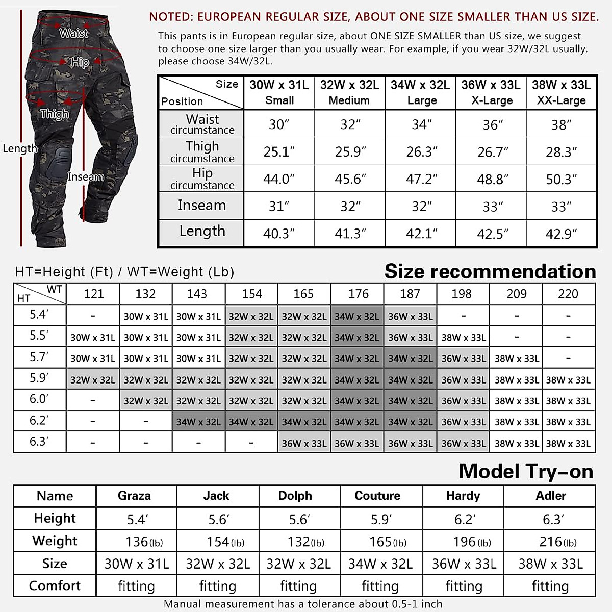 IDOGEAR G3 Combat Pants Multi-camo Men Tactical Pants with Knee Pads Airsoft Hunting Military Paintball Tactical Camo Trousers (Multi-camo Black, 38W x 33L)