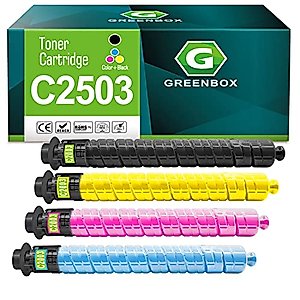 GREENBOX Remanufactured MP C2003 Toner Cartridge Replacement 15,000 Pages High Yield for Ricoh Aficio MP C2003 MP C2503 MP C2004 MP C2504 MP C2003 MP C2503 Printer (1 Black 1 Cyan 1 Magenta 1 Yellow)