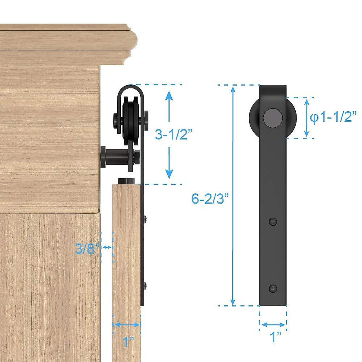 ZEKOO 2.5FT Super Mini Sliding Barn Door Hardware Kit for Single Door Cabinet, Small Barn Door Hardware Track Kit for TV Stand, Cupboards, Storage Cabinets, Wardrobes, J Shape Hanger (No Cabinet)