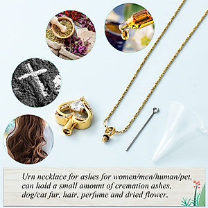 Cremation Jewelry Heart Urn Necklace for Women Girls Birthstone Memorial Jewelry Pendant for Ashes for Human Pet (Gold White)