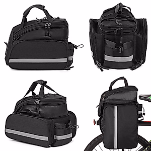 LIXADA Bike Rack Bag with Rain Cover, 25L Bike Bags for Bicycle Rear Rack, Waterproof Bike Saddle Panniers Trunk Bag, Expandable Cycling Rear Seat Bag Backseat Carrier Storage Luggage Shoulder Bag