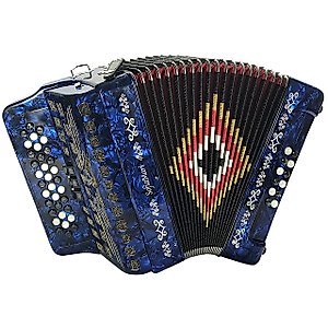 SofiaMari NSM3412 Accordion Package: 34 Button, 12 Bass, 3 Switch Accordion with Case and Straps (Sol/GCF Deep Blue Pearl) (NSM-3412-DBP-SOL)