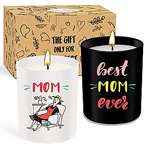Calm Life Best Mom Ever Candles in Glass, 8.0oz Soy Wax Lavender Vanilla Scented Candles Christmas Mother's Day Gifts for Mom Mother from Daughter Son, 2 Packs