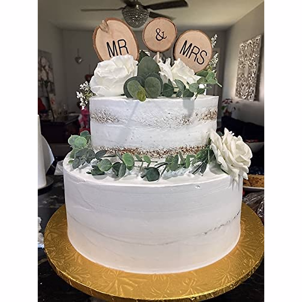 3 Pcs Mr&Mrs Toppers Natural Wood Cake Decoration Chic Rustic Wedding Mr Mrs Letter Topo for Couple Sweetheart Party Anniversary Birthday