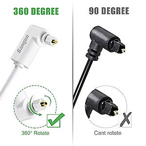 White Optical Audio Cable, Slim 90 Degree Digital Audio Optical Cord, SPDIF Toslink Optical Cable, Right Angle Fiber Optic Audio Cable, Optical Sound Cable for Sound Bar/TV/PS4/Xbox/Home Theater, 10ft