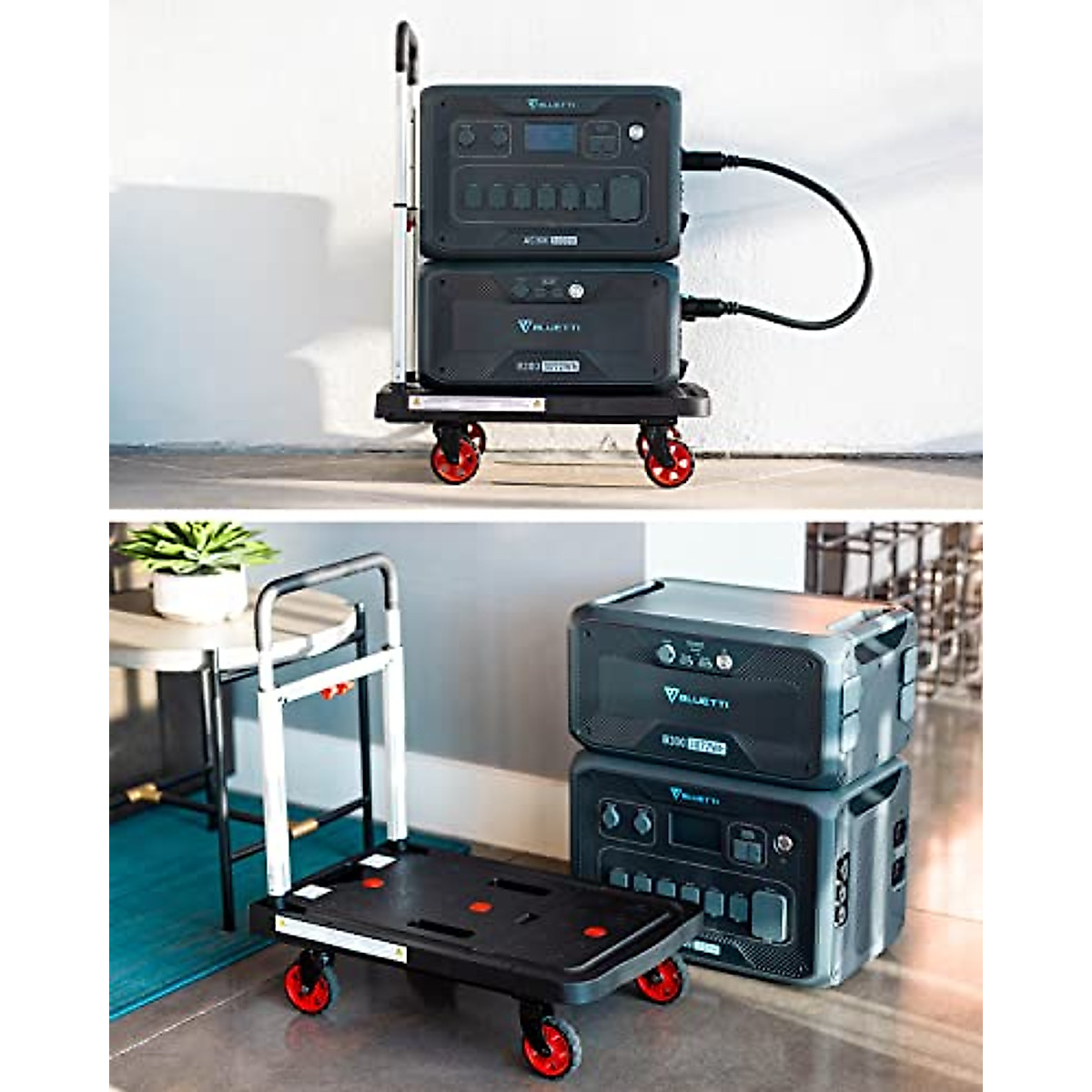 BLUETTI Trolley Cart for AC200P AC200MAX AC300 B300 B230 EB70 EB240 SP200 PV200, Anti-slip Platform Hand Truck Foldable for Easy Storage, Universal Wheels with 330 lbs Weight Capacity