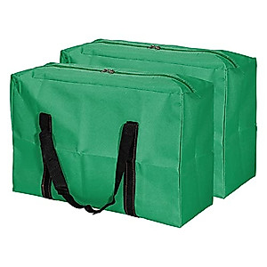 PATIKIL Closet Storage Bags, 2 Pack 35L Capacity Large Waterproof Moving Storage Bag Totes with Strong Handles for Home Camping, Green