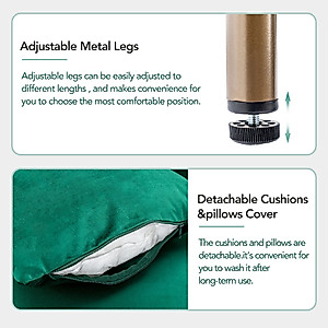 FIQHOME Upholstered Velvet, Modern Metal Legs,Loveseat Sofa Couch with Two Pillows for Living Room and Bedroom (Green)