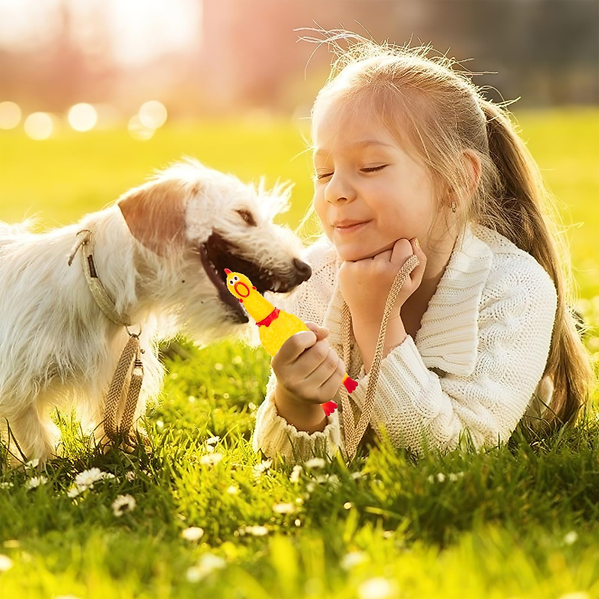 LovesTown 16PCS Rubber Chickens, Screaming Chicken Toys, Chicken Squeaky Toy Squeeze for Kids Party Favors Prank Toys Dog Toys