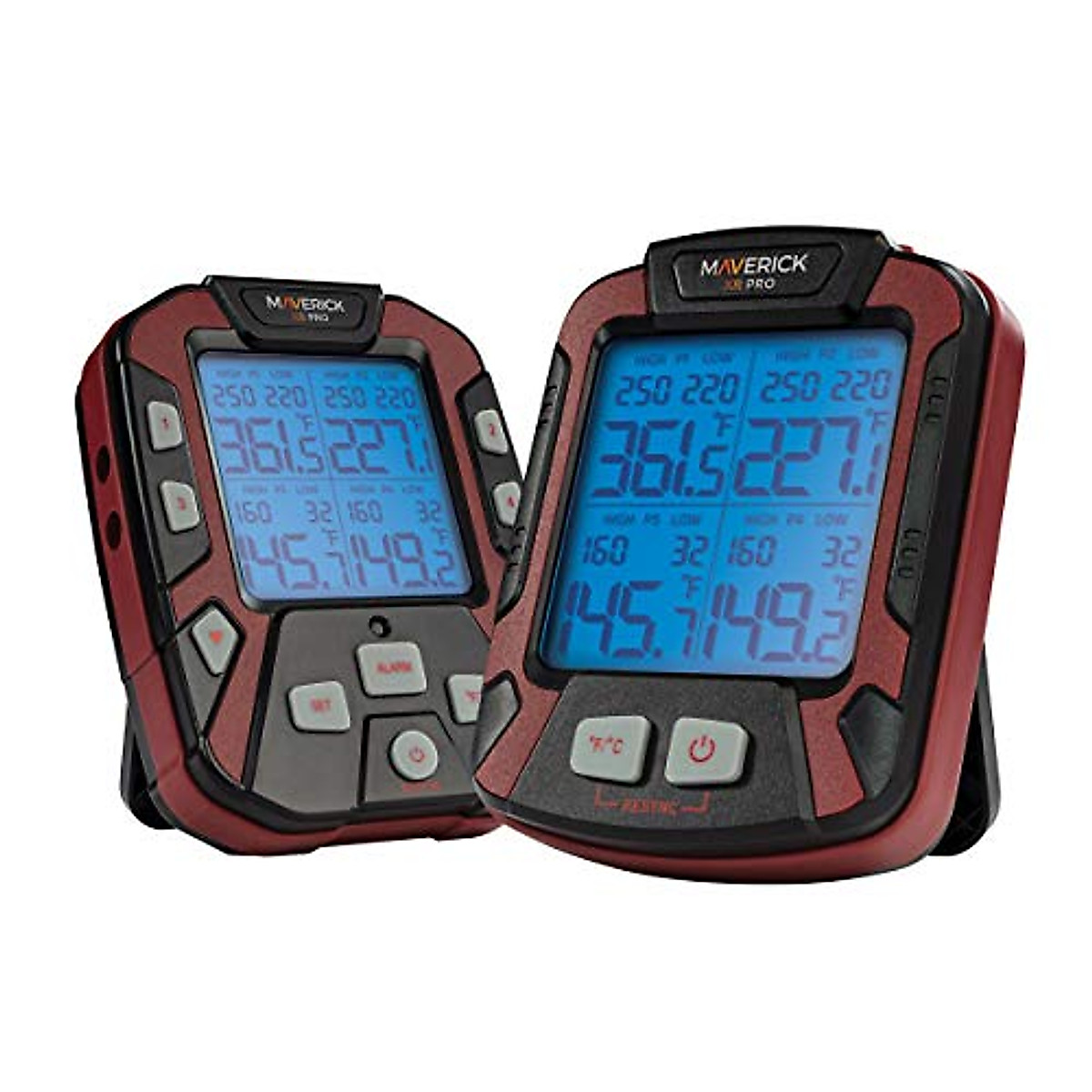 Maverick PRO-Series XR-50 Extended (500FT Range, 4 Probe) Digital Remote Wireless BBQ, Meat & Smoker Thermometer, Black/Red and Z-Cloth Bundle