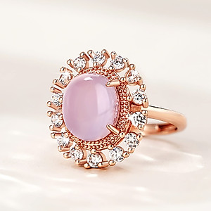 Carnelian 14K Gold Plated Women's Ring/Girls Personalized Gemstone Ring with Diamonds/Open Adjustable Ring/Suitable to Wear for Birthday Party, Prom, Brass Plated Gold, Chalcedony