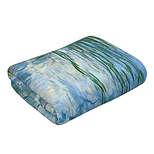 Snrfory Fingertip Towel, Monet Water Lilies Large Hand Towel for Bathroom Kitchen Spa (15.7x27.5 Inch)
