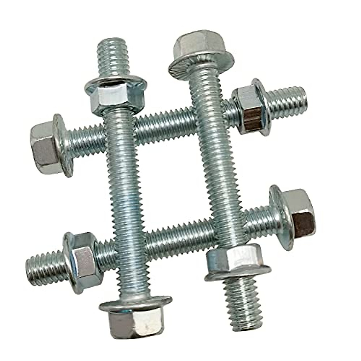 3/8 Flanged Hex Head Bolts, 3/8 Flanged Nuts, Flanged Hex Head Screws, Grade 5, Fully Threaded, 4 Pack (3/8"-16 x 3")