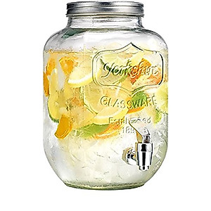 Circleware Sun Tea Mason Jar Glass Beverage Dispenser with Lid Entertainment Glassware for Water, Juice, Beer Liquor, Kombucha & Cold Drinks, 2 Gallon, Classic Yorkshire 2-Gal