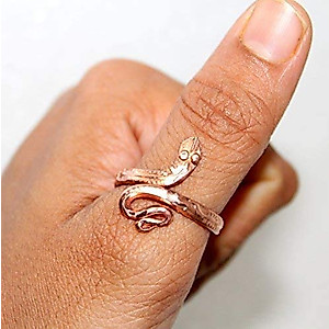 Brown Pure Copper Snake Copper Energized Adjustable Tamba Naag Ring for Unisex