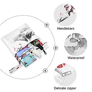 HUXINO Waterproof Wet Dry Bags Japan Mountain Cherry Flower, Kids Baby Cloth Diaper Wet Bags Organizer Reusable Bags Pouch with 2 Zippered Pockets Beach Travel Hiking Gym Bag for Swimsuits Wet Clothes