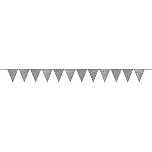 Amscan Large Paper Pennant Banner - 1 Pc, Sparkling Silver