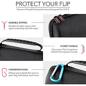 HOMEQUIP case for JBL Flip 5 with Speaker Flip 5 | Waterproof Portable Wireless Bluetooth Speaker Bundle Hard Shell Case - Rechargeable Battery, 2.5 Hours Charging, 12 Hours Playtime.
