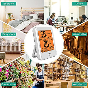 2 Pack Indoor Thermometer Digital Hygrometer for Home, Temperature Humidity Sensor with Air Comfort Indicator & 24H Max Min Records, Backlight Display Room Thermometer Humidity Meter Gauge (White)