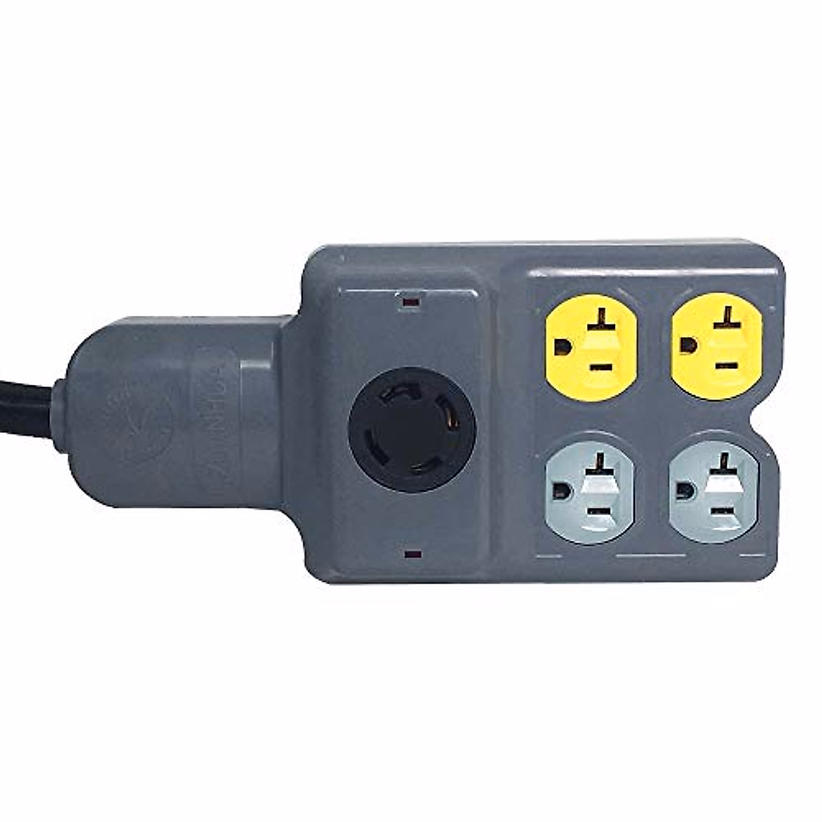 L14-30P to L14-30R + 5-20R x 4 Receptacle Power Cable for 7500W Generators, 10 Feet, 30A, 125/250V - Iron Box # IBX-11858 (10 ft)